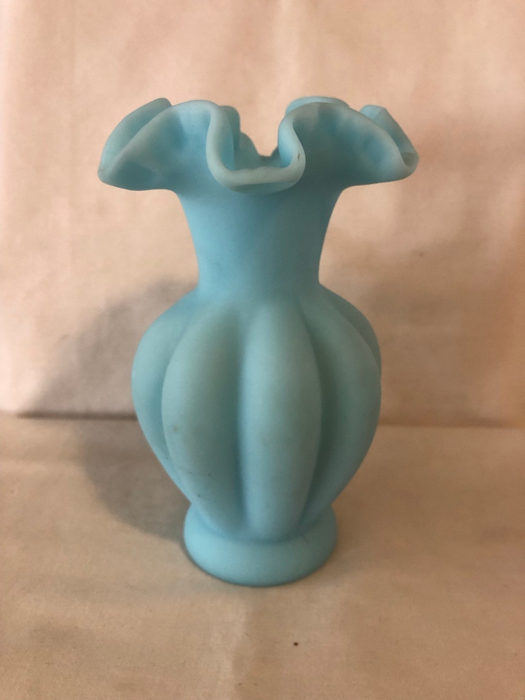 Vintage Fenton Blue Satin Glass Vase - Etsy Vintage Fenton Blue Satin Glass Vase - Etsy
