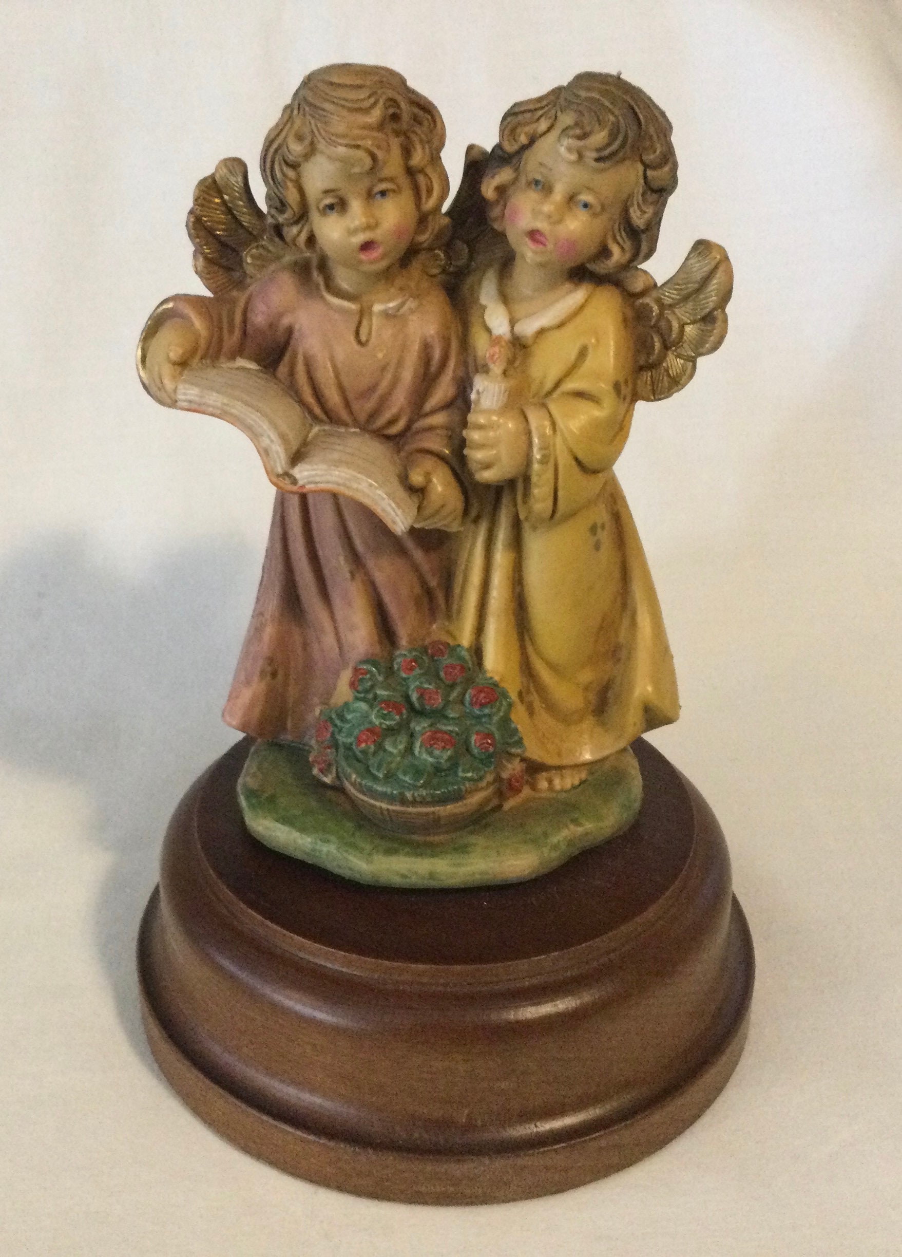 Vintage Italian Singing Angels on Wooden Base Spinning Music - Etsy