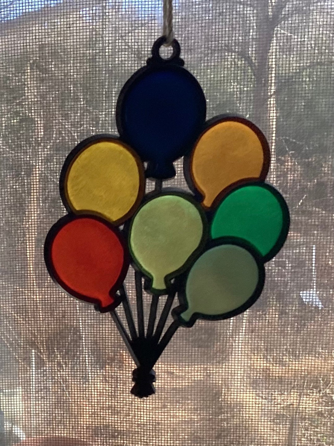 Vintage Stained Glass Balloons Suncatcher Window Ornament - Etsy