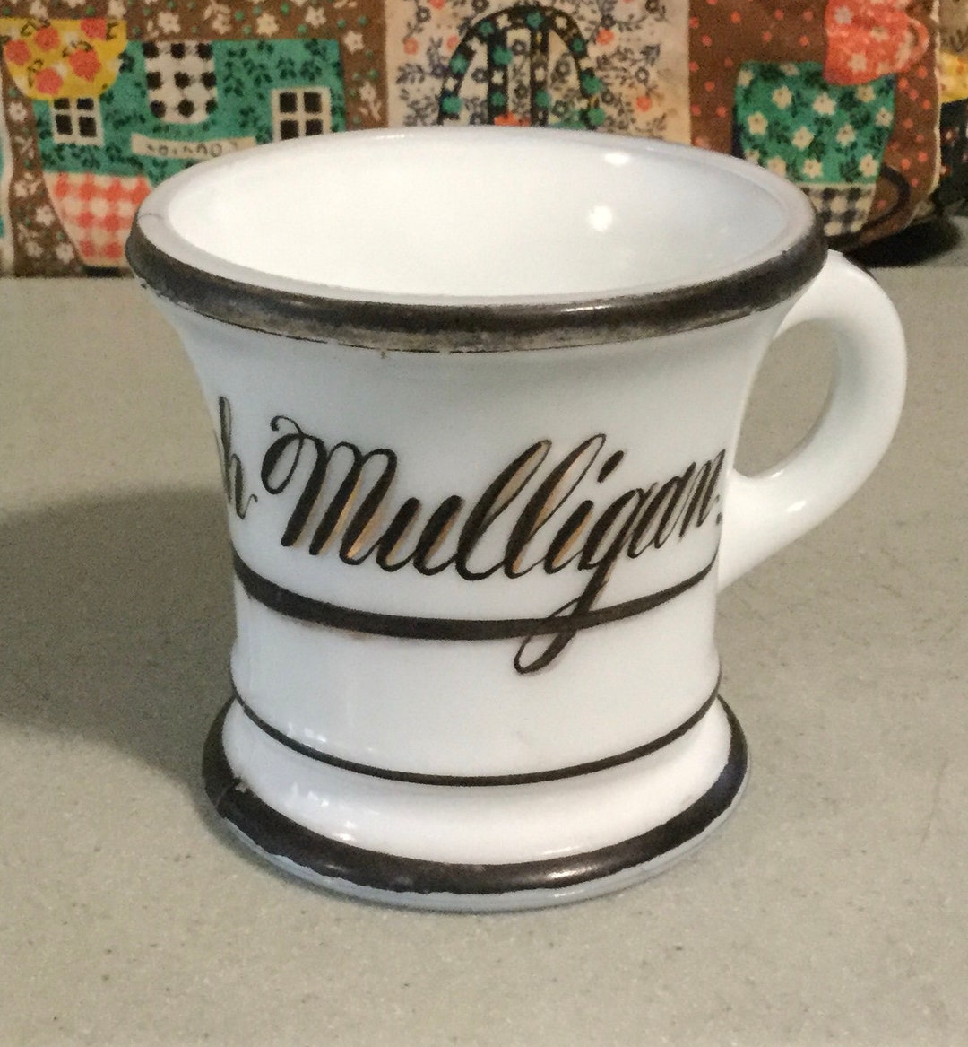 19th Century Milk Glass Shaving Mug for Joseph Mulligan - Etsy
