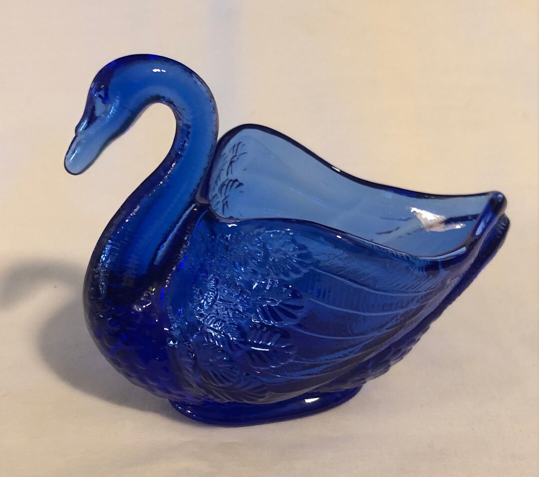 Vintage Fenton Cobalt Blue Glass Swan - Etsy