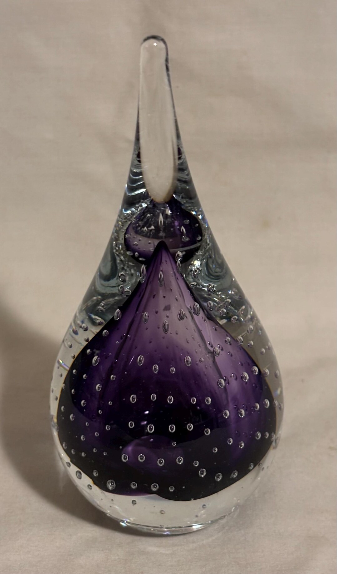 Vintage Artisan Signed Marian Pyrcak Amethyst Tear Drop Paperweight W ...
