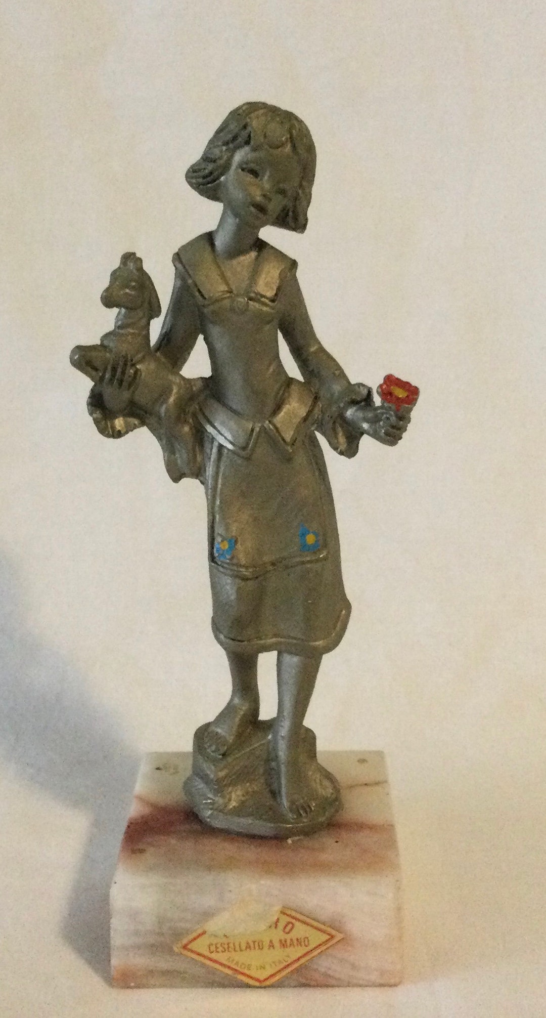 Vintage Peltro Cesellato A Mano Pewter Girl Figurine - Etsy