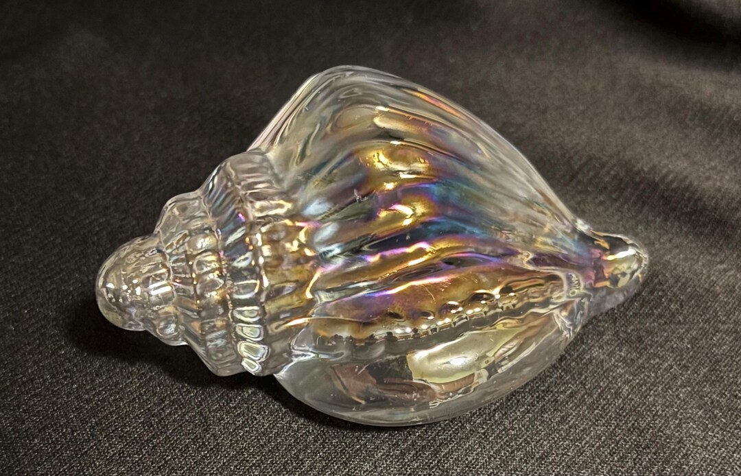 Vintage Iridescent Glass Conch Shell - Etsy