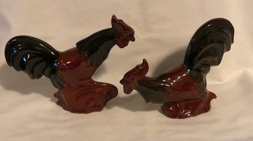2 Rosemeade Pottery Rooster Figurines - Etsy