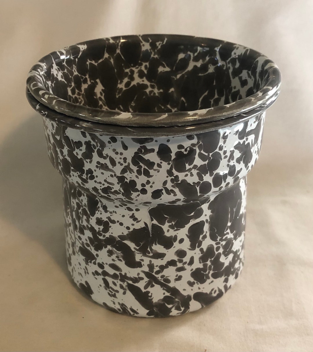 2p Crow Canyon Grey Spatterware Enamelware Chilling Dip Pot Set - Etsy