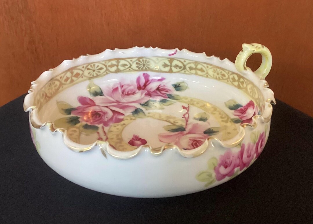 Vintage Procelain Floral Rose Pattern Handled Dish ( AS IS ) - Etsy