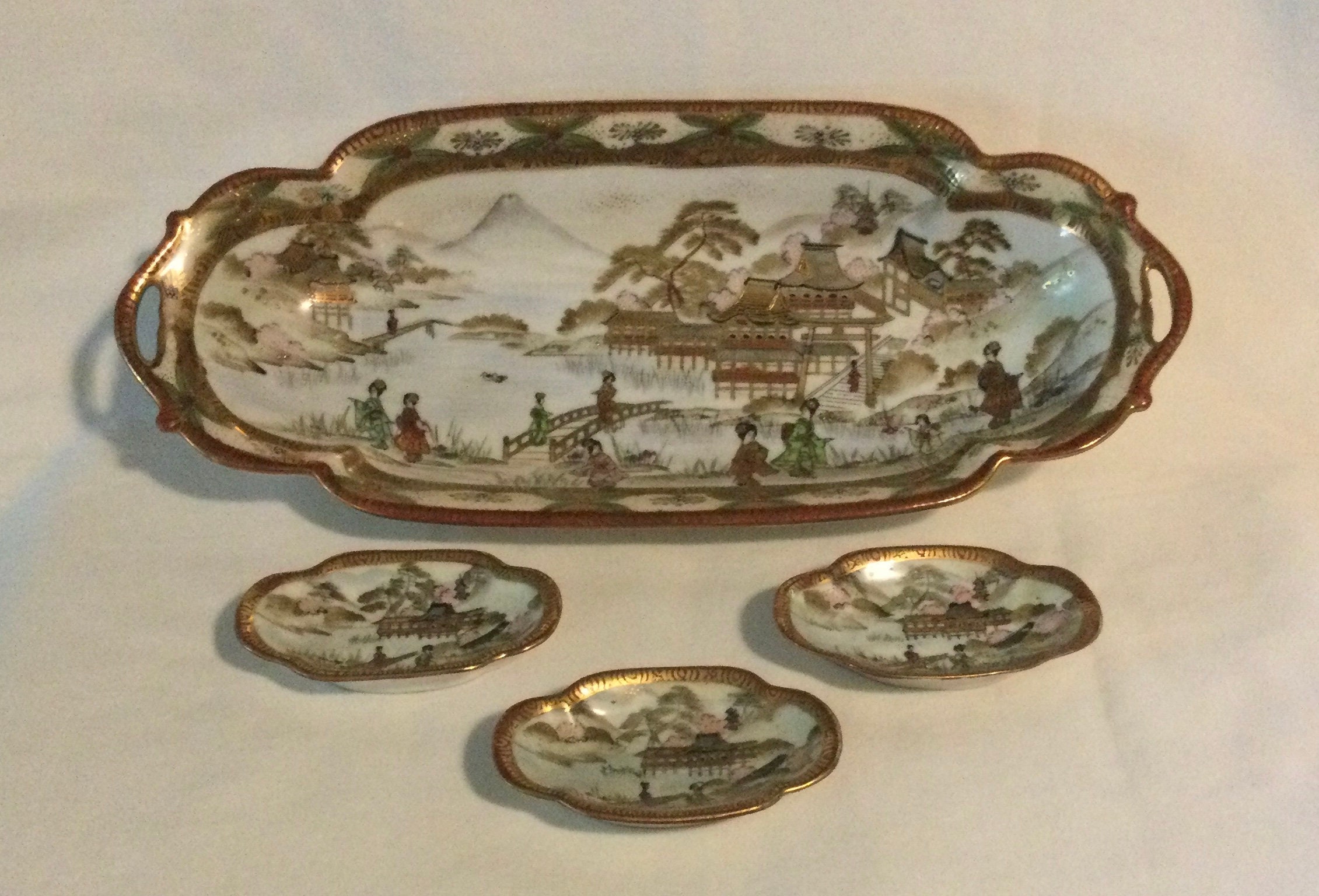 Antique Nippon Morimura Geisha Garden Scene Porcelain Celery - Etsy