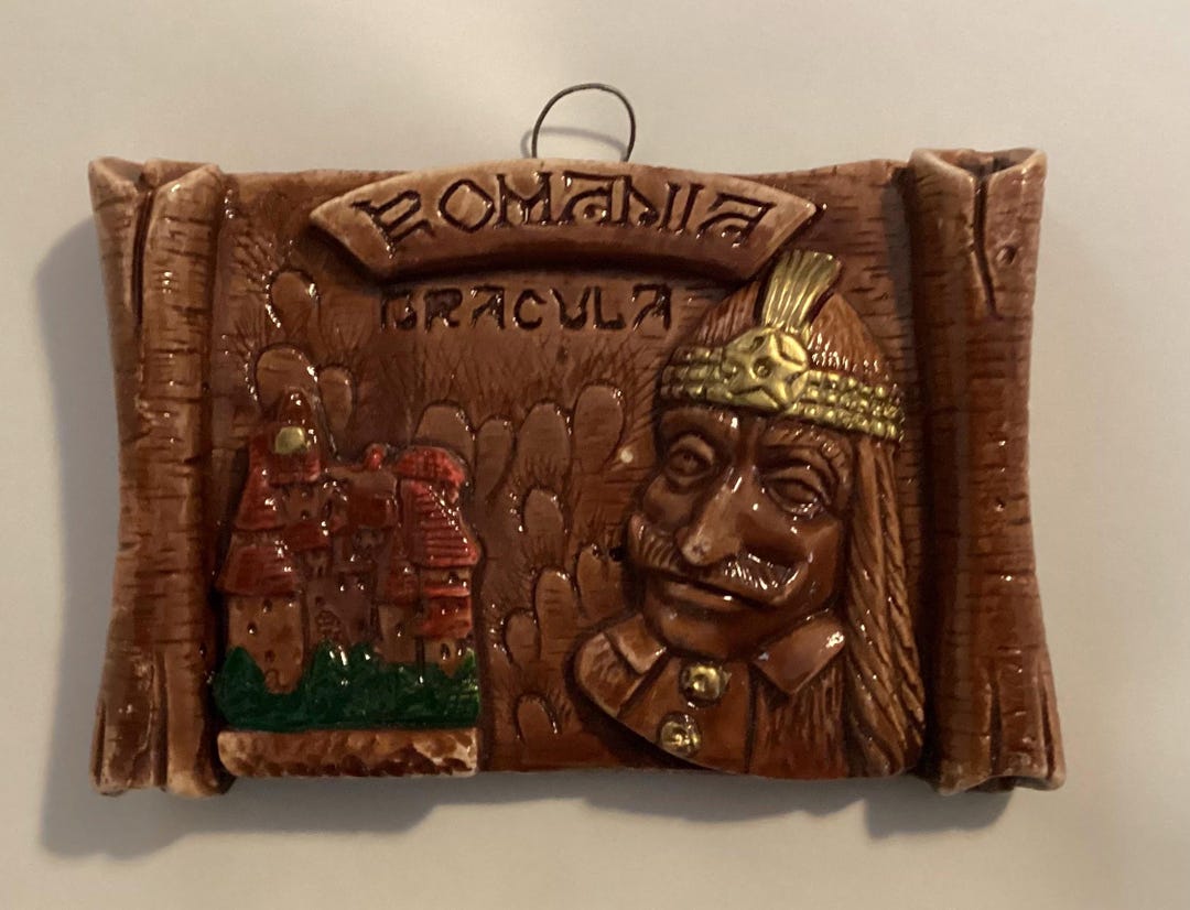 Vintage Ceramic Dracula Souvenir of Romania Wall Plaque - Etsy