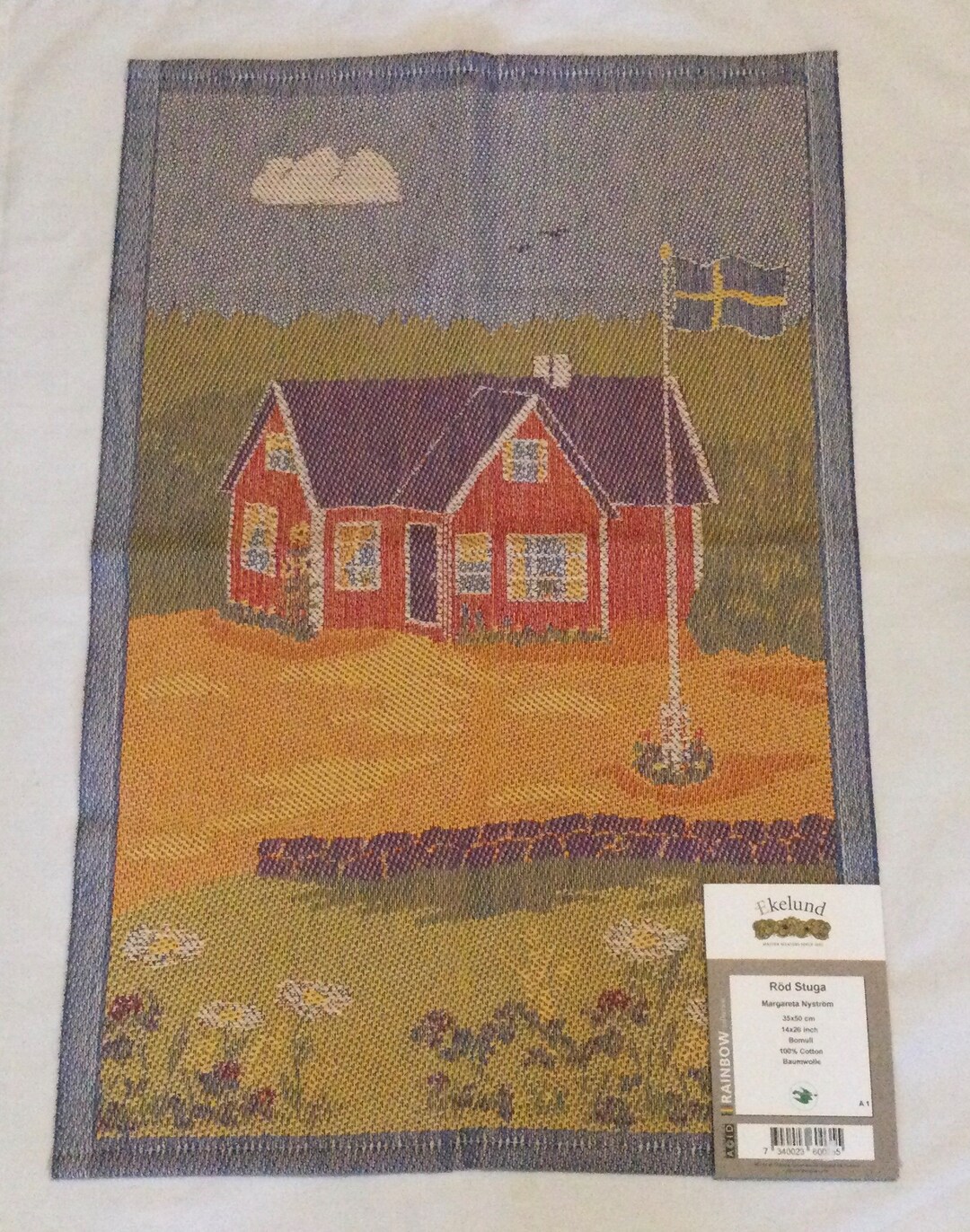 Ekelund Rod Stuga Hanging Kitchen Towel House With Swedish Flag - Etsy