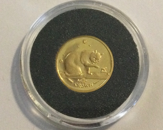 1999 Gold Isle of Man 1 Crown British Blue Cat Cat Coin 1/25 Ounce Gold ...