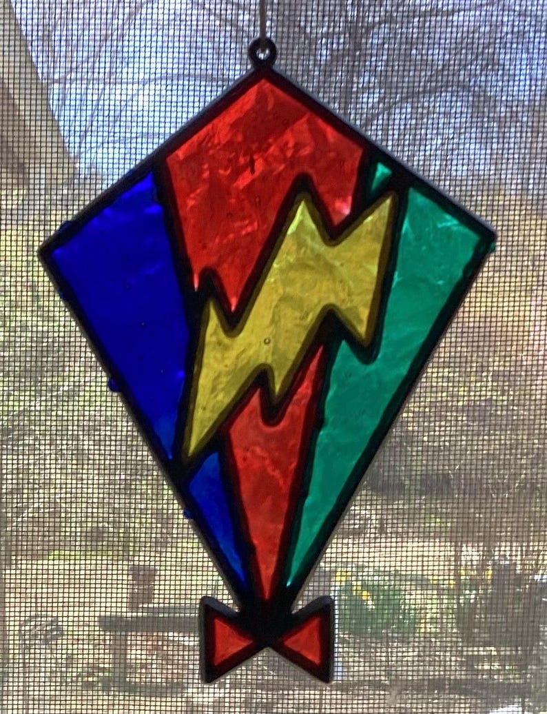 Vintage Stined Glass Kite Suncatcher Window Ornament - Etsy