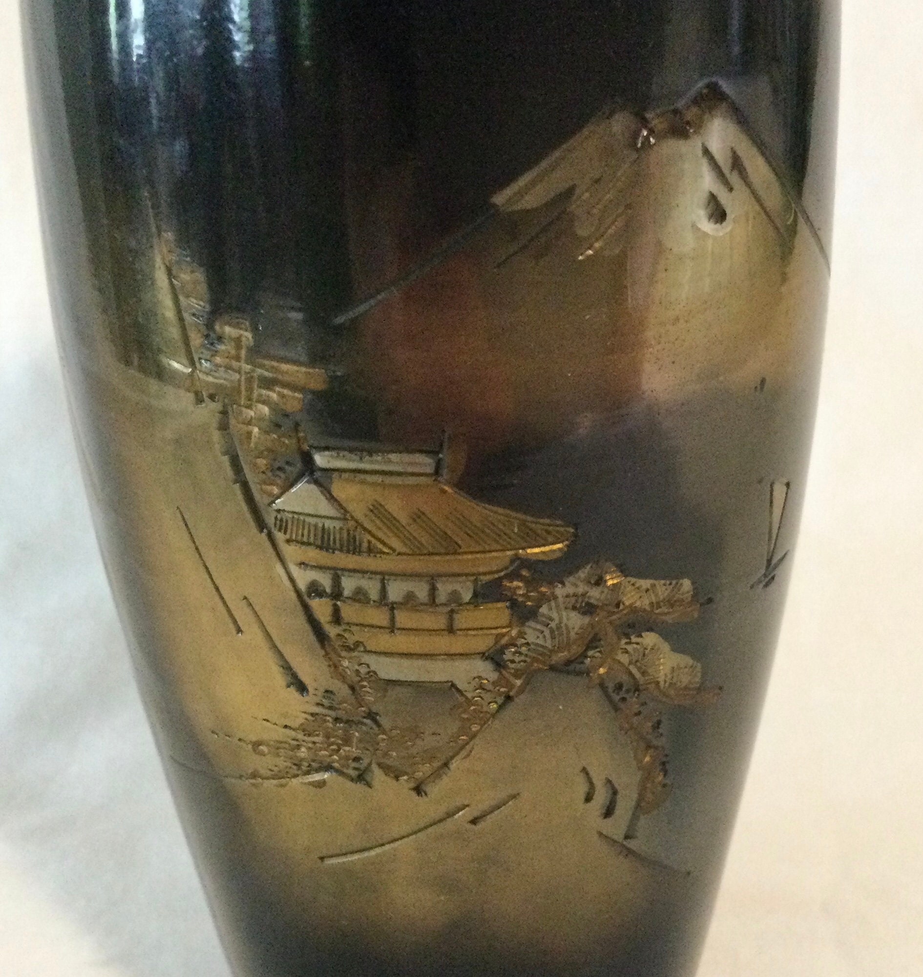 Vintage Japanese Shakudo Mt Fuji Vase - Etsy
