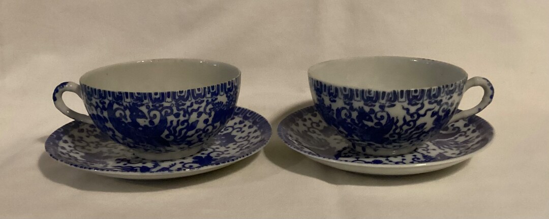 Vintage Pair of Made in Japan Phoenix Ware Tea Cups and Saucer Chip/as ...