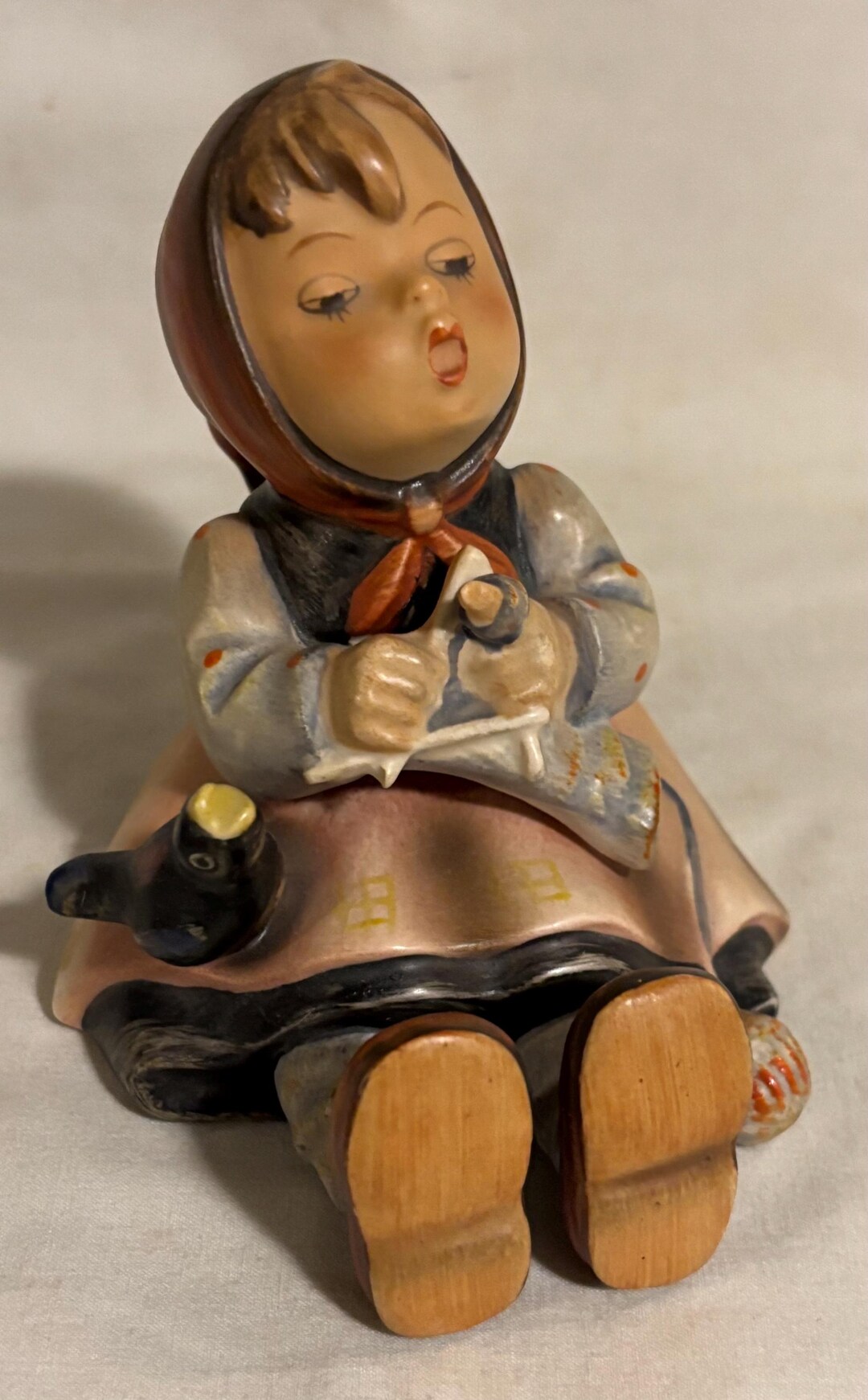 Vintage Hummel “happy Pastime” Girl Knitting W/ Bird Figurine - Etsy