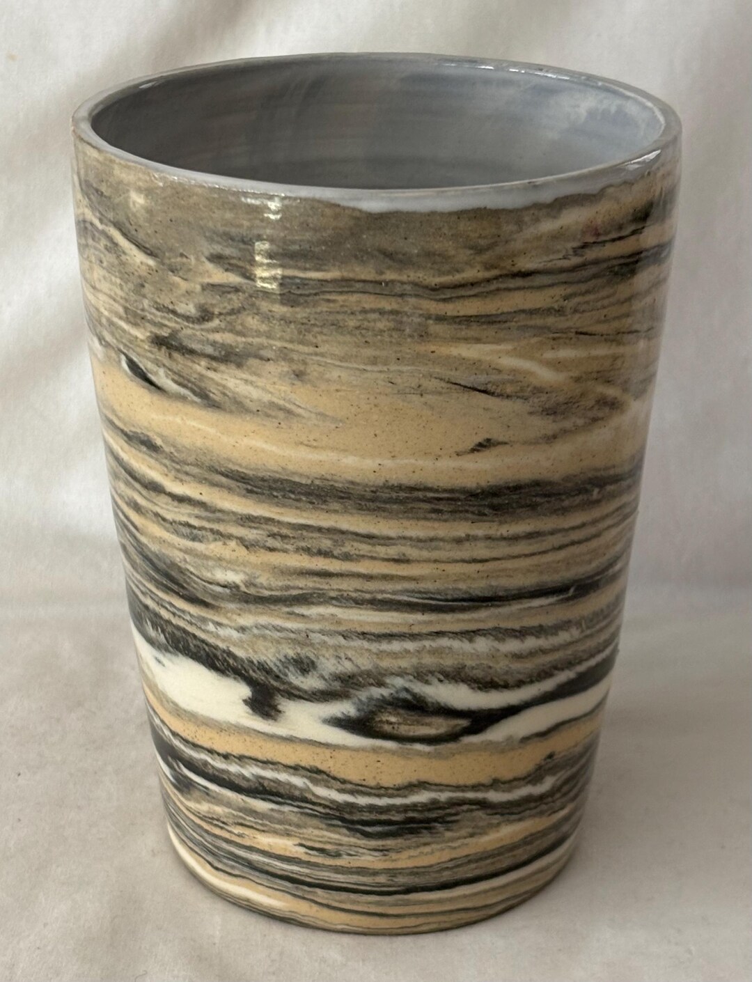 Vintage Artist Signed Jupiter Swirl Glaze Cylinder Flowerpot - Etsy