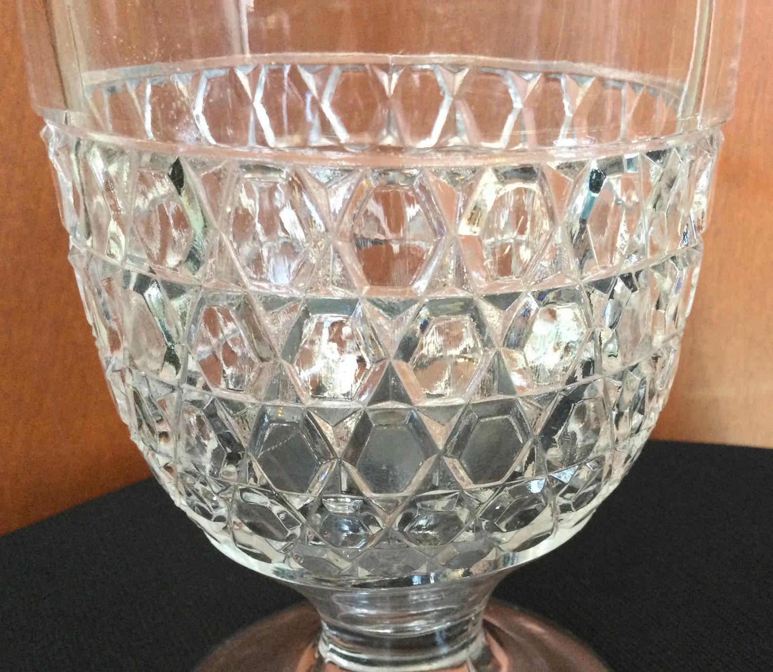 Vintage Clear Glass Hexagon Pattern Goblet Style Candy Dish - Etsy
