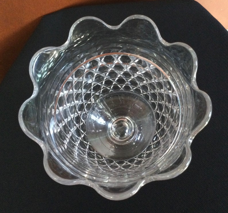 Vintage Clear Glass Hexagon Pattern Goblet Style Candy Dish - Etsy
