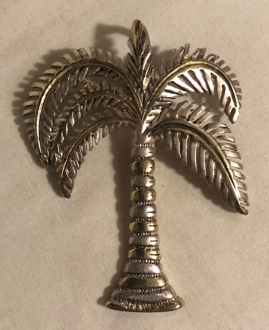 Vintage 2-tone Palm Tree Pin Pendant Signed MJ - Etsy