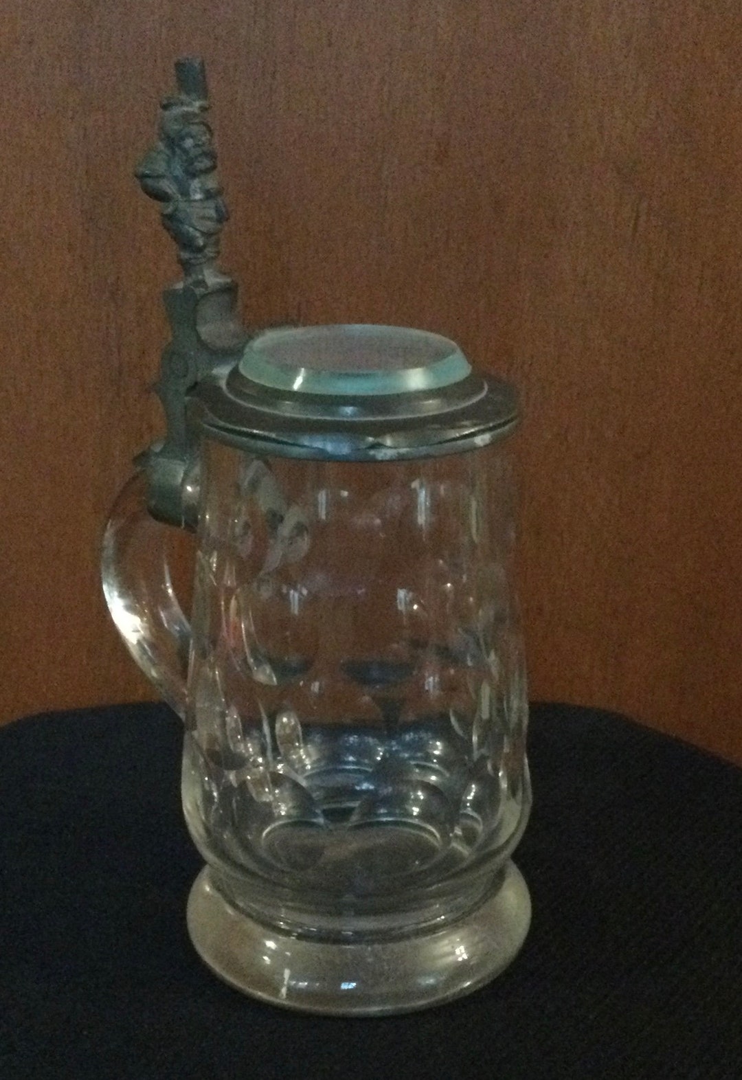 Vintage Dot Pattern Clear Glass W/pewter Rimmed and Character Levered ...