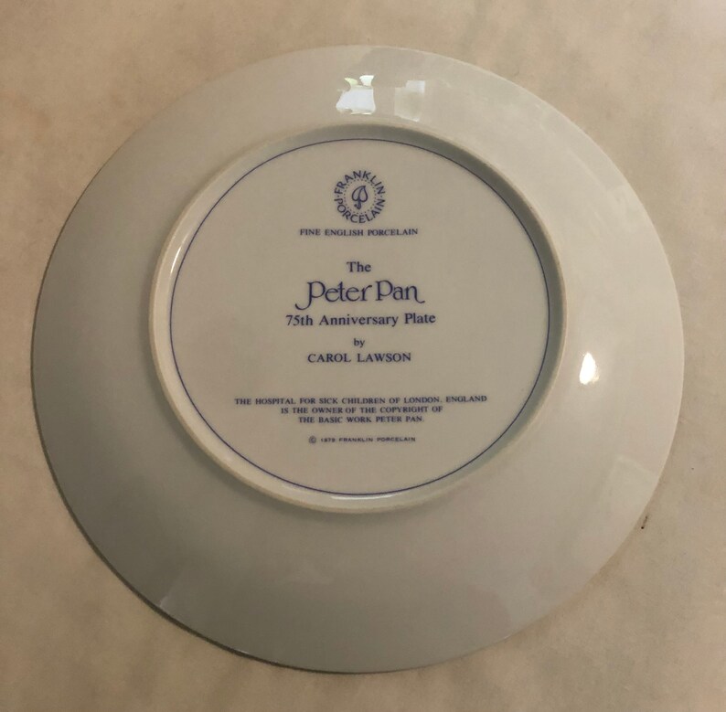 1979 the Peter Pan 75th Anniversary Plate by Carol Lawson - Etsy