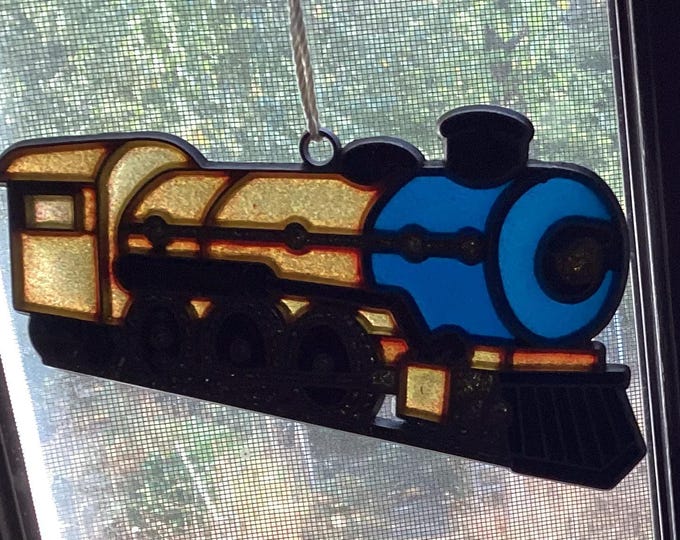 Vintage Stained Glass Train Engine Suncatcher Window Ornament - Etsy