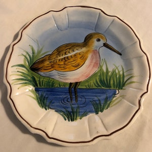 5 Vintage Hand Painted Italian Art Pottery Songbird Plates Bluejay ...