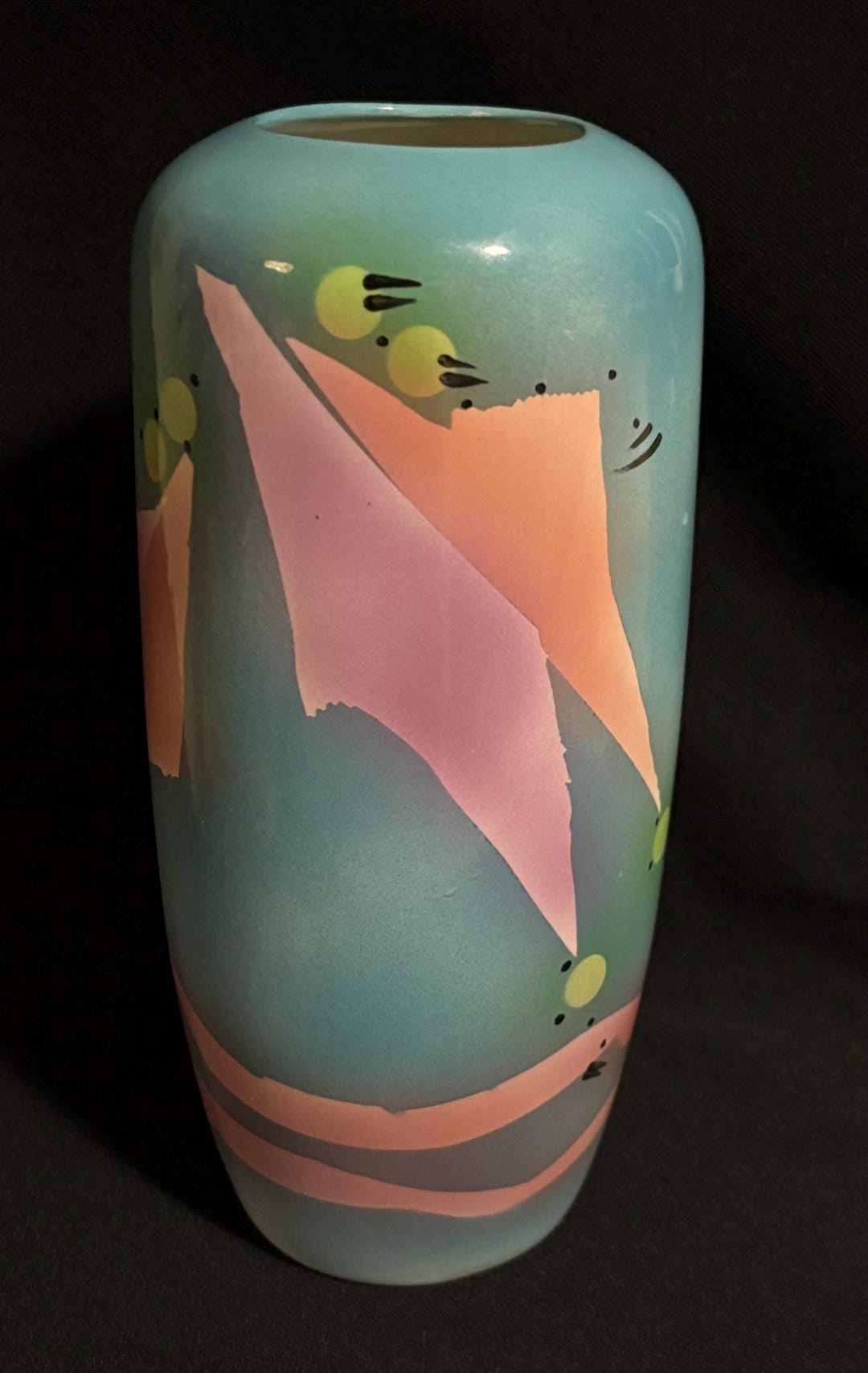 1986 Harris & Stiles Studio Colorful Retro Art Pottery Tall Vase Sgnd B ...