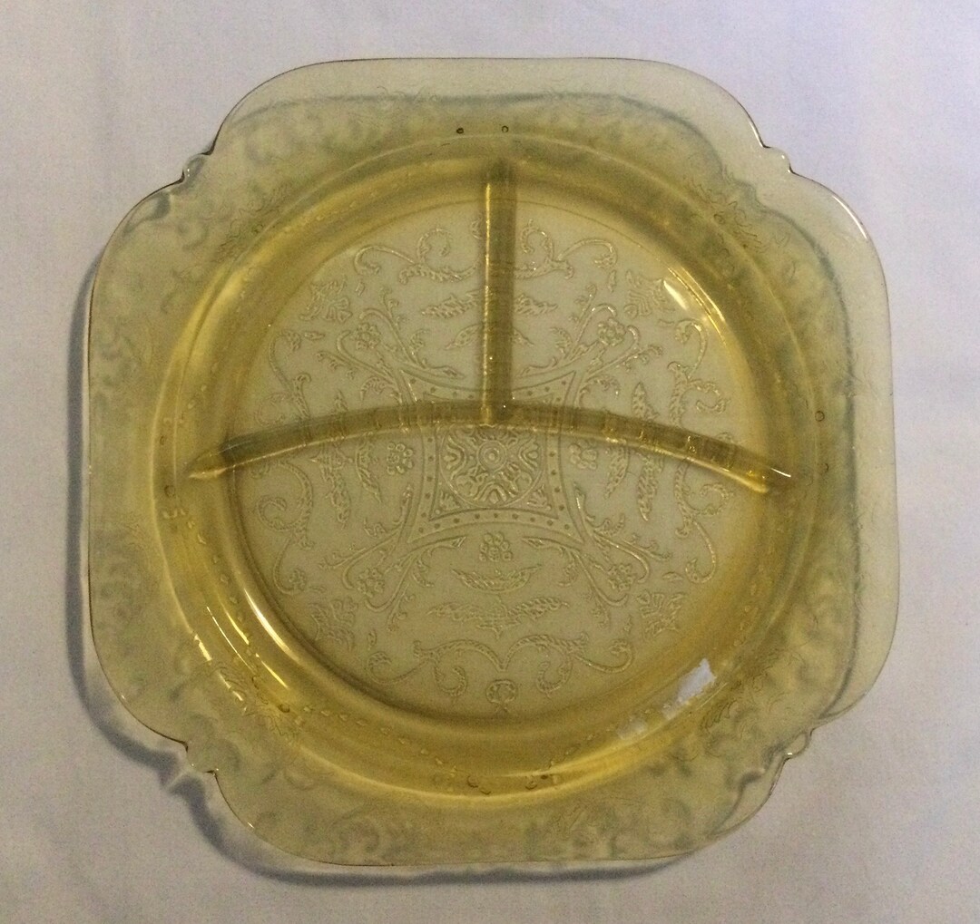 Vintage Federal Glass Madrid Pattern Divided Amber Glass Plate - Etsy