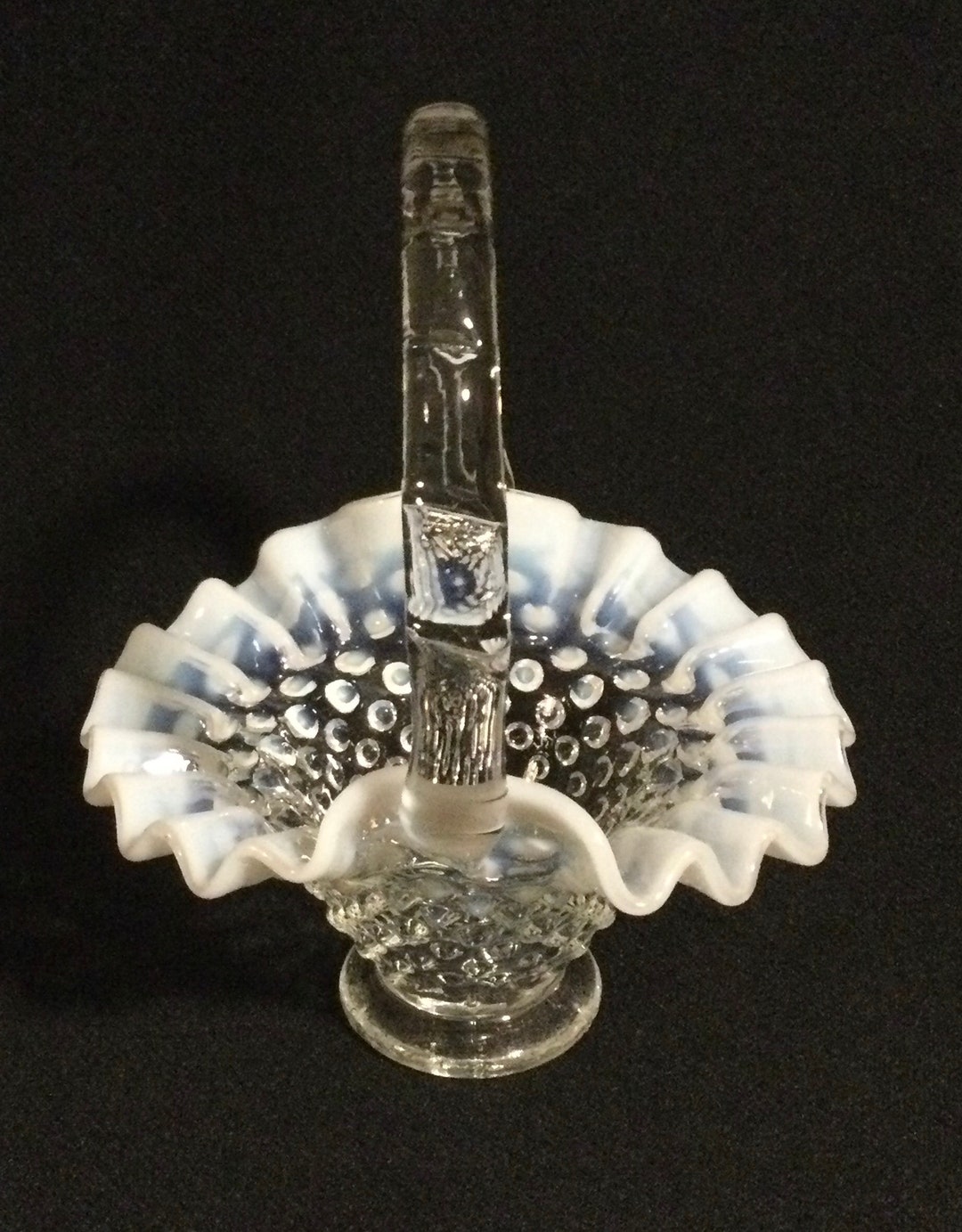 Vintage Fenton Glass Moonstone Pattern Hobnail Basket - Etsy