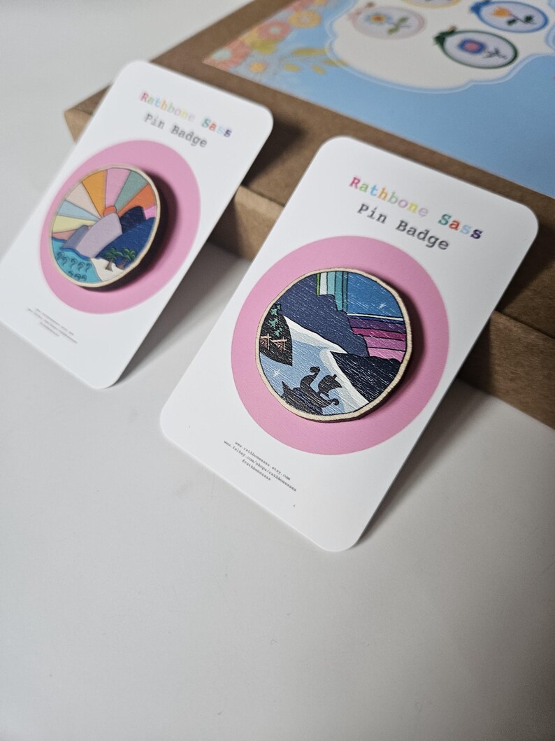 Mountains Wooden Pin Badge - Etsy