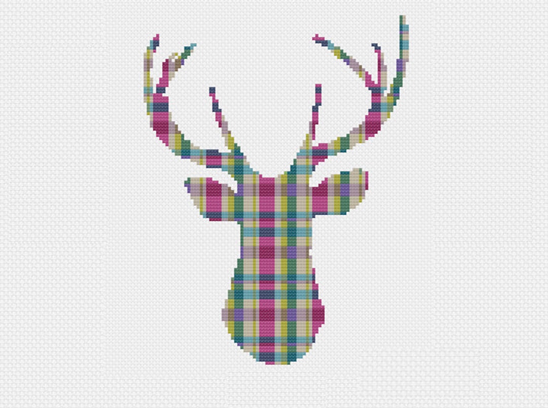Tartan Stag Modern Cross Stitch Pattern - PDF Only - Instant Download ...