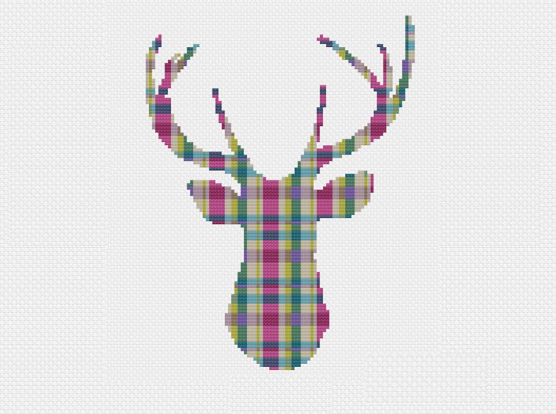Tartan Stag Modern Cross Stitch Pattern PDF Only Instant - Etsy UK