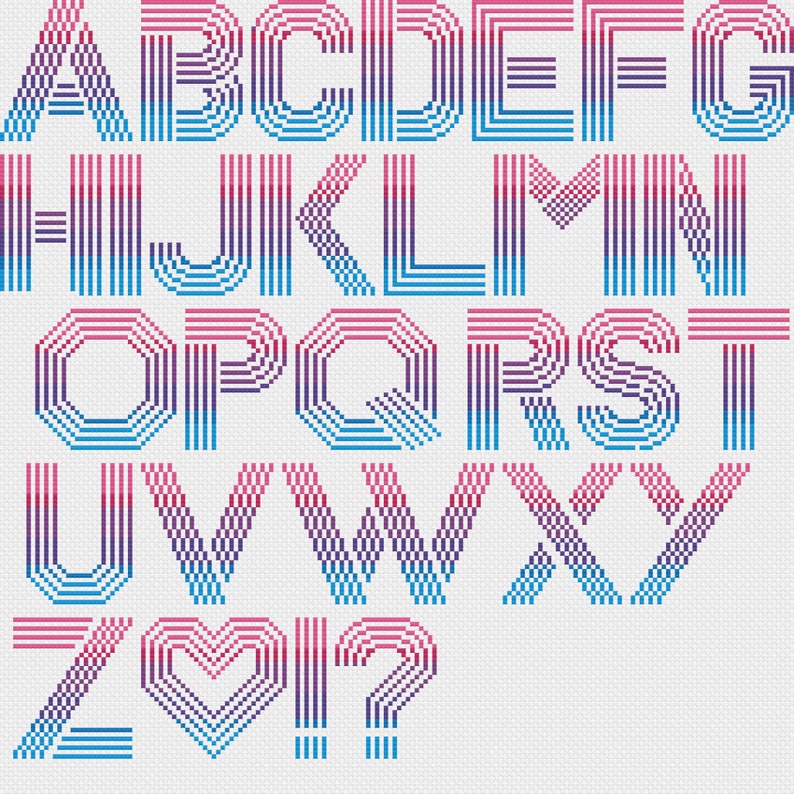 Disco Alphabet - Modern Cross Stitch Pattern - Etsy