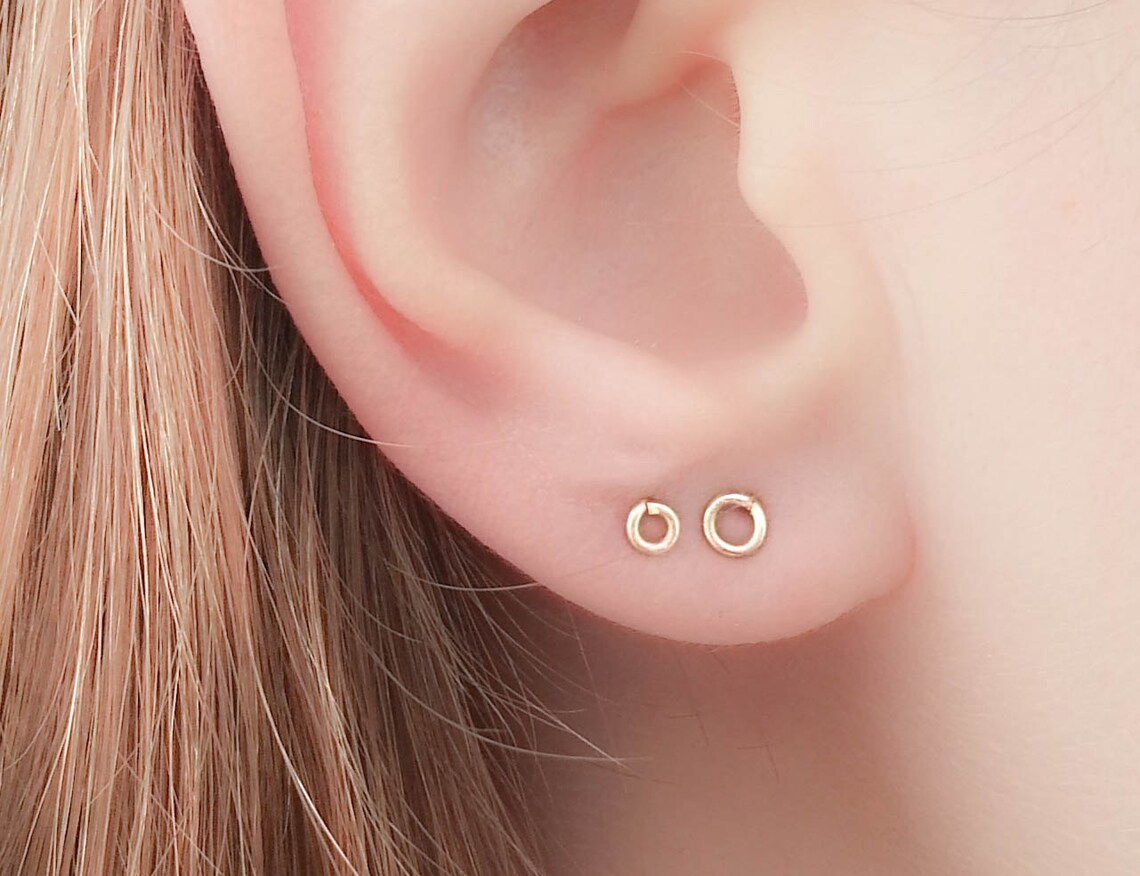 Tiny Circle Earrings Tiny Round Studs Tiny Stud Earring | Etsy