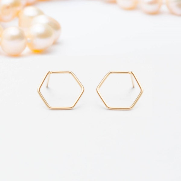Hexagon Earrings - Etsy