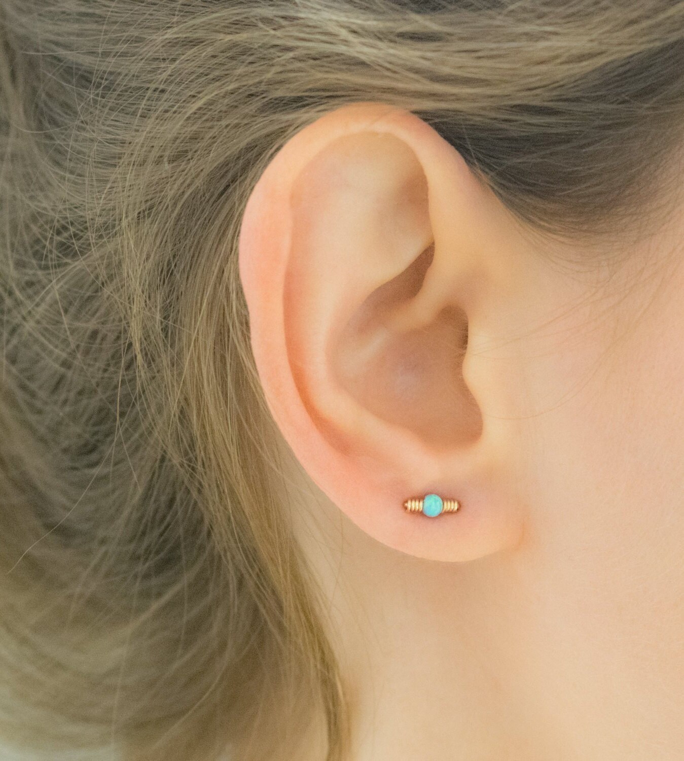 Double Piercing Earring Two Hole Earring Opal Earring - Etsy