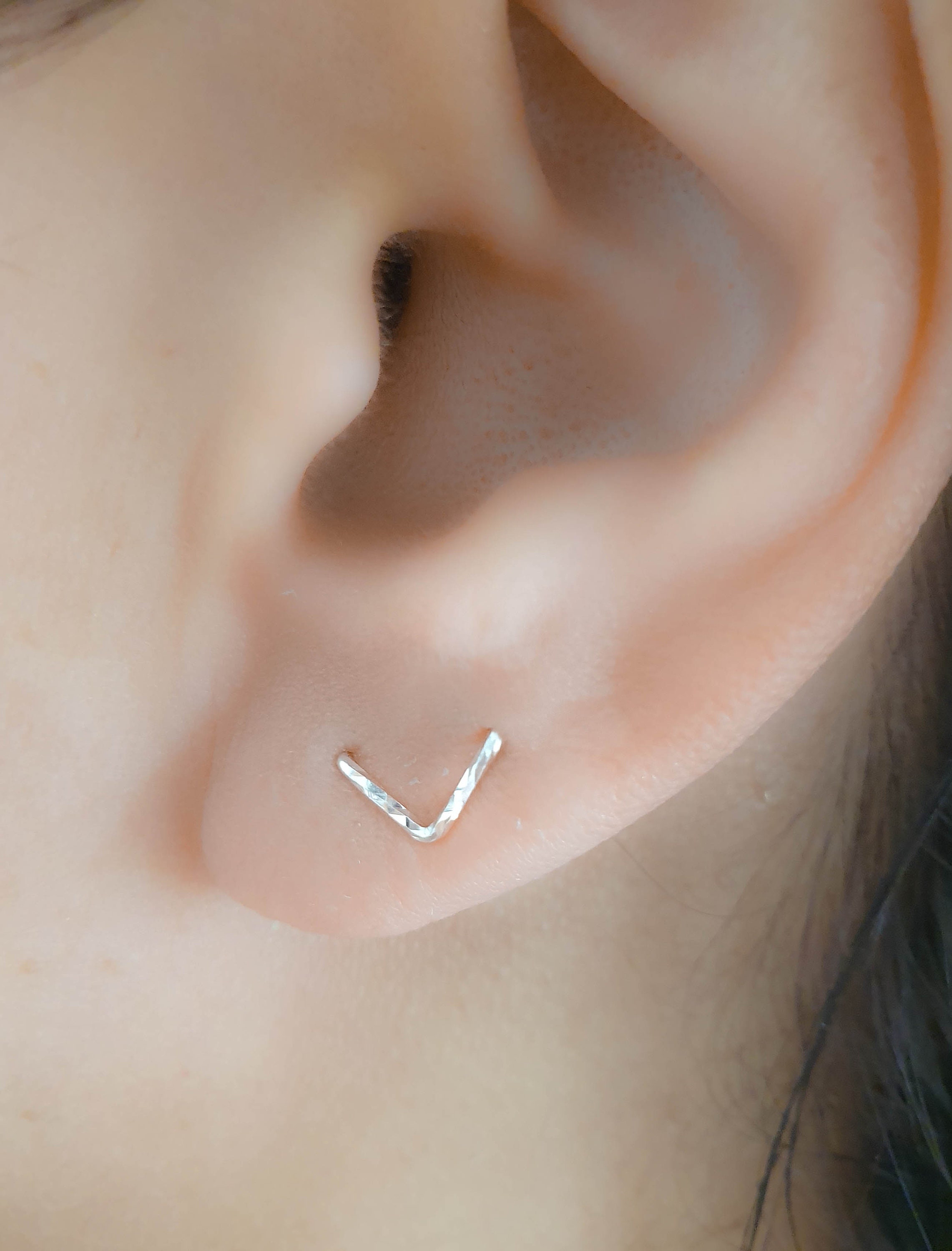 Double Piercing Earrings Two Hole Earrings Diamond Cut - Etsy