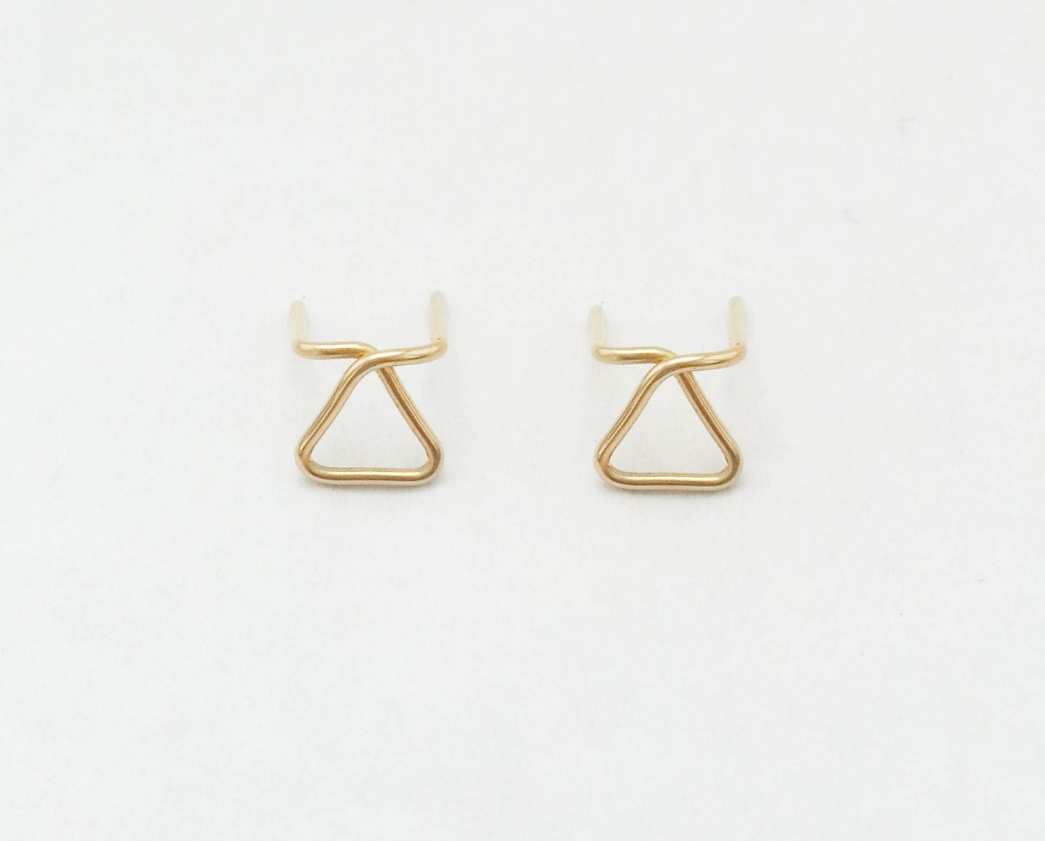 Triangle Double Piercing Earrings-two Hole Earrings-geometric | Etsy