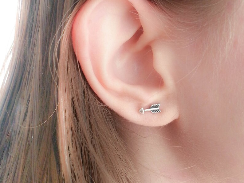 Tiny Arrows Sterling Silver Stud Earrings Silver Arrow Stud - Etsy