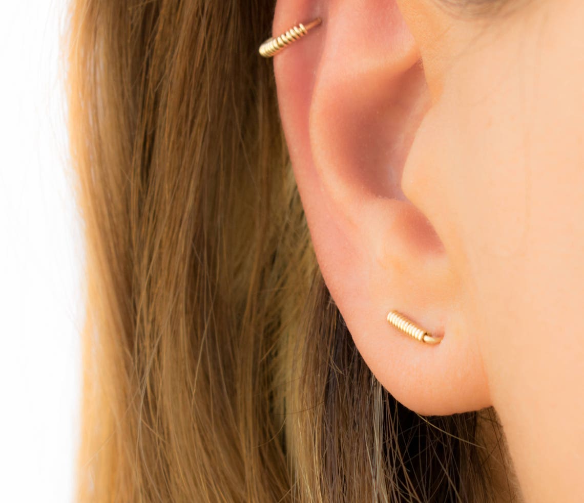 Double Piercing Staple Earrings Two Hole Earrings Double - Etsy