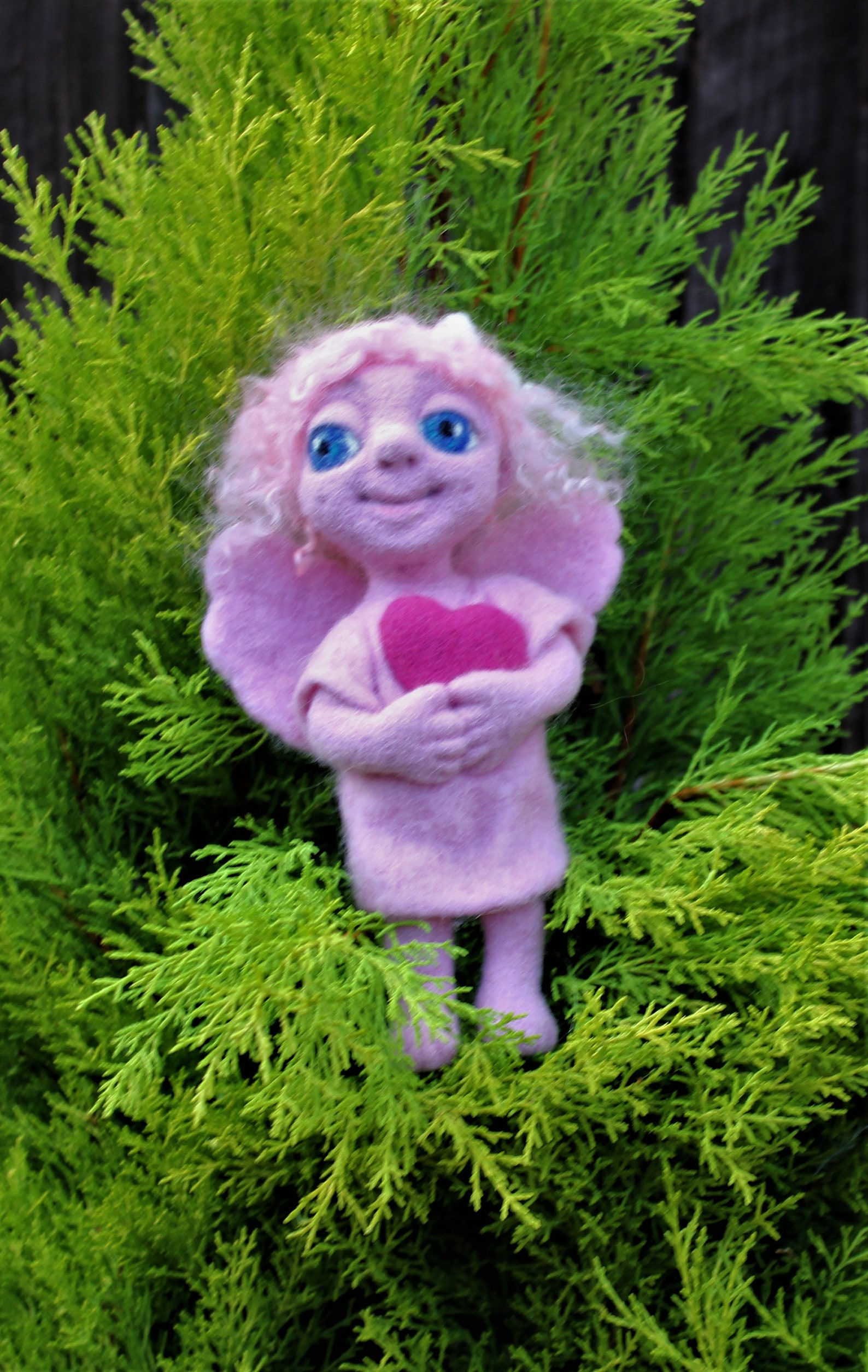 Cute Little Pinky Angelgirl Angel Doll Art Doll Felted Art - Etsy