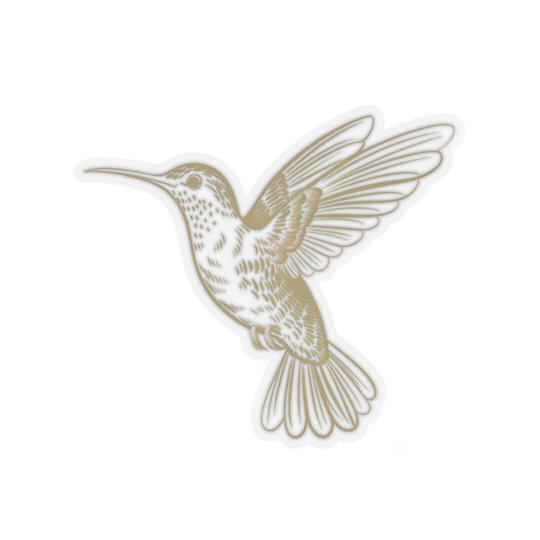 Gold Hummingbird Sticker - Die Cut Transparent Vinyl Non Metallic ...