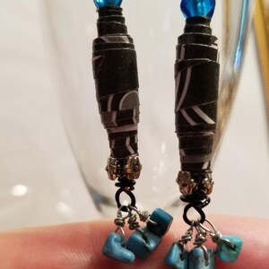 Black & Turquoise Dangles, Peace Sign Earrings, Peace Sign Dangles ...