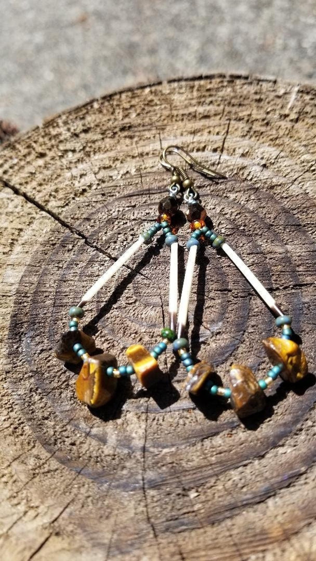 Medium, Tigers Eye, Porcupine Quill, Quills, Quill Dangles, Teardrop ...