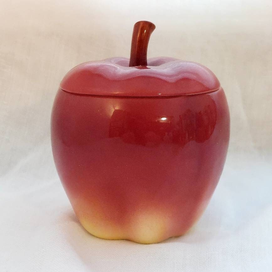 Otagiri Red Apple Container Jam Jar Sugar Bowl With Lid Vintage Ceramic ...