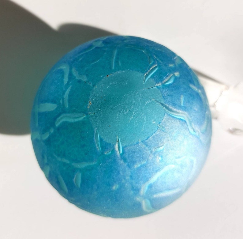 Frosted Blue Art Glass Perfume Bottle Signed Turquoise Vintage - Etsy