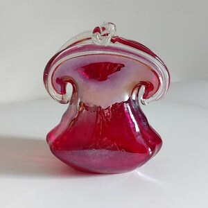 Cranberry Red Art Glass Coin Purse Ponteil Bottom Glass Clutch Mid ...