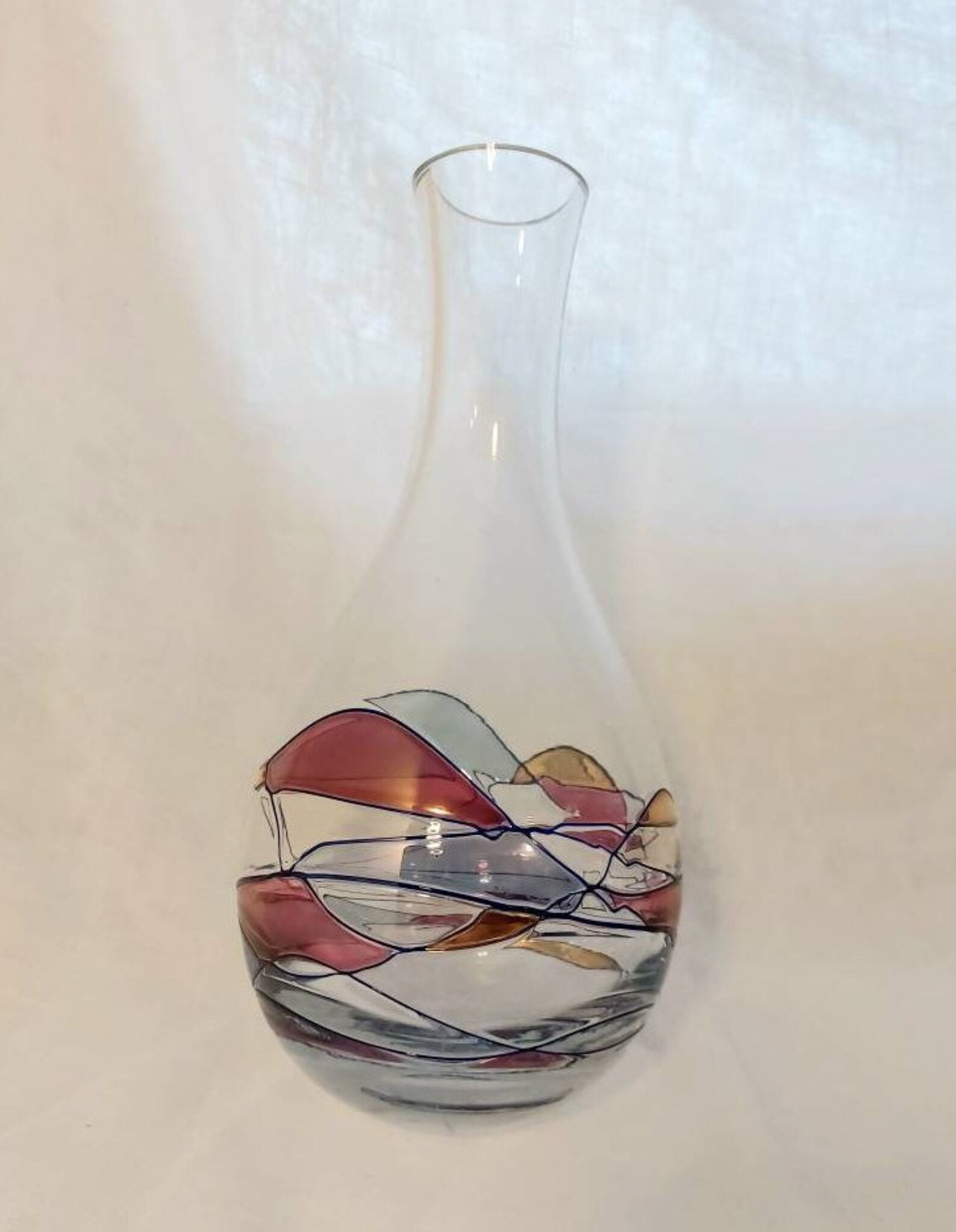 Romanian Crystal Wine Decanter Vintage Stained Glass Mosaic Pitcher ...