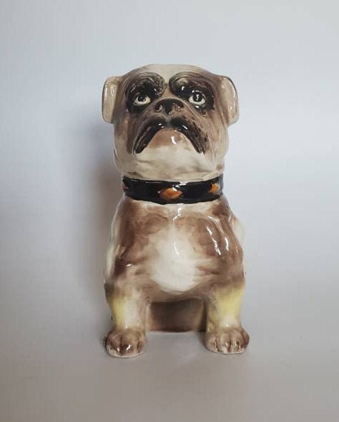 Bulldog Ceramic Piggy Bank Antique Coin Bank Vintage Dog With Collar ...